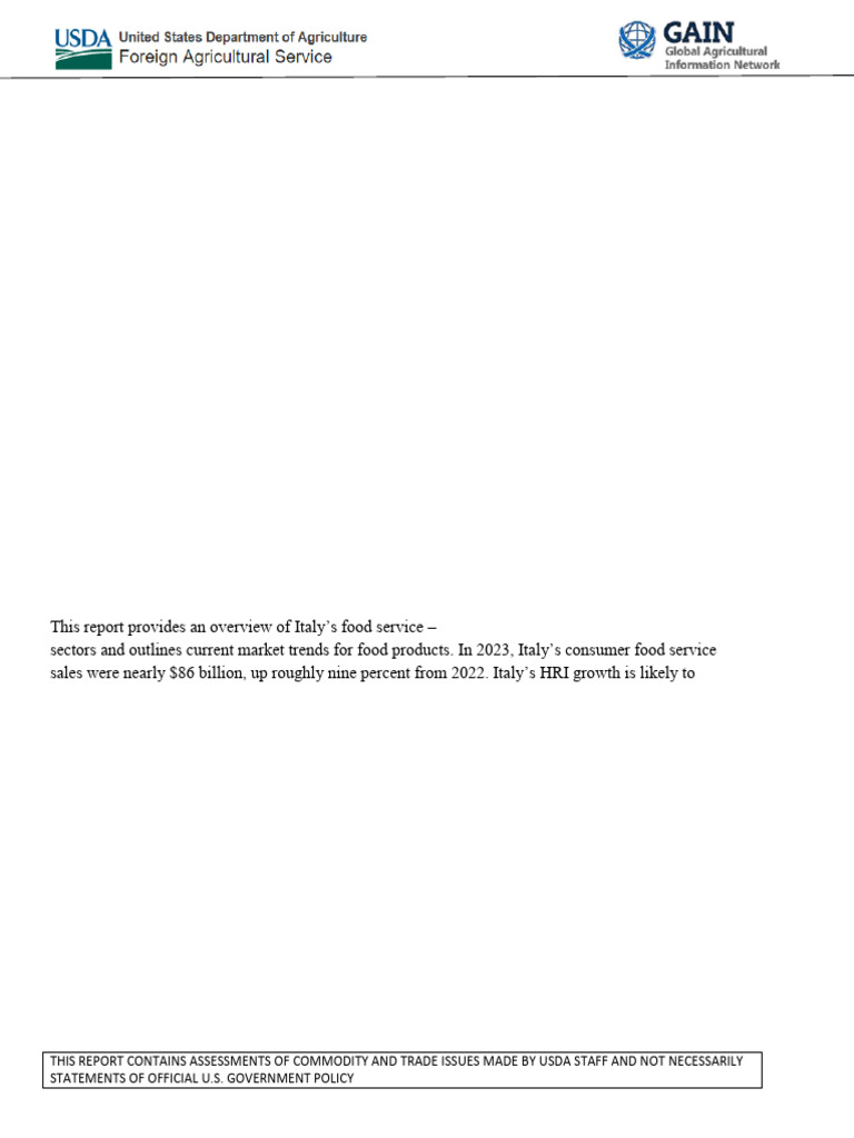 Food Service Italy - Hotel Restaurant Institutional Annual - Rome - Italy - IT2024-0018 | PDF ...