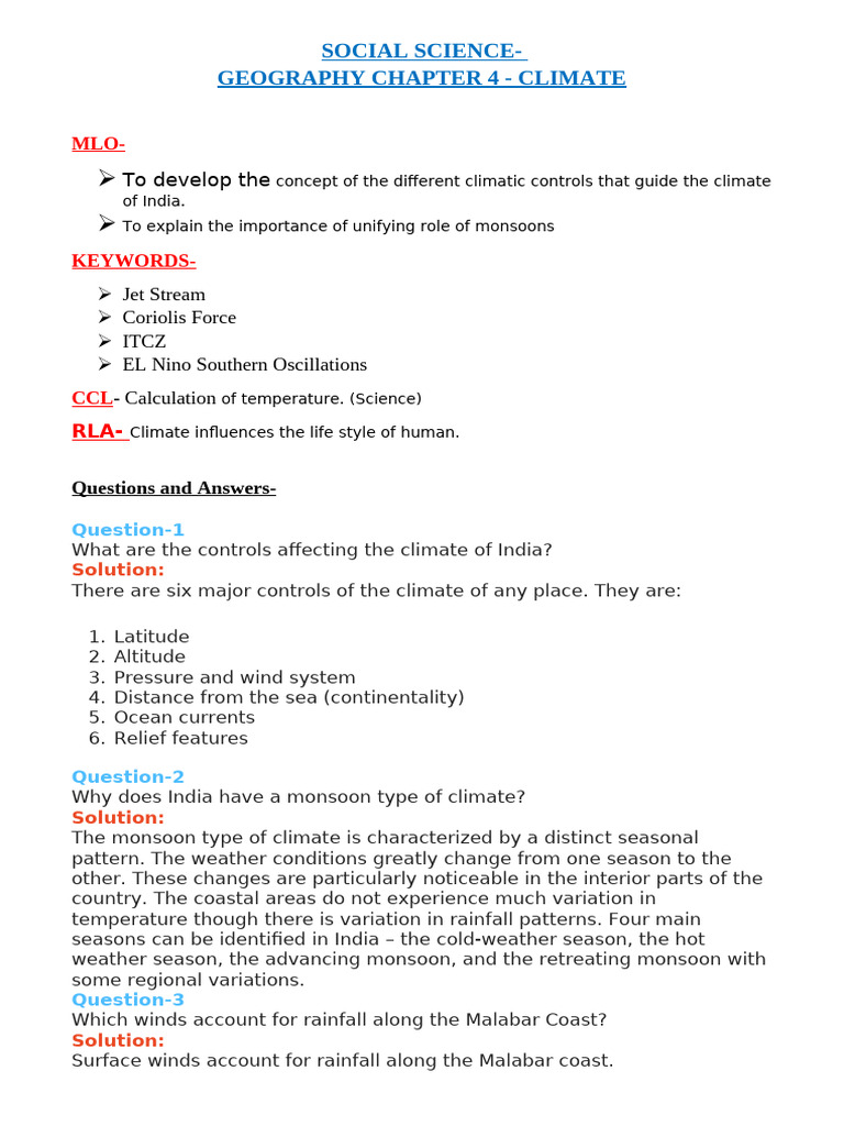 Geography--Climate | PDF | Monsoon | Rain