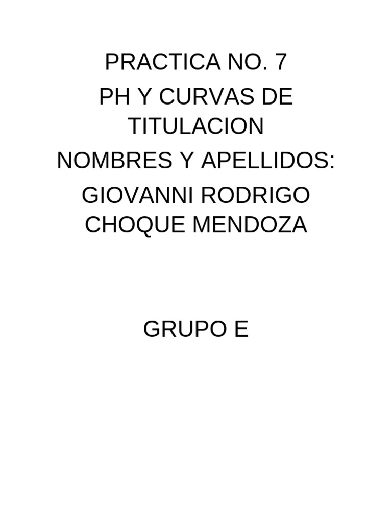 Práctica No. 7 QMC-100 L | PDF | Ph | Ácido clorhídrico