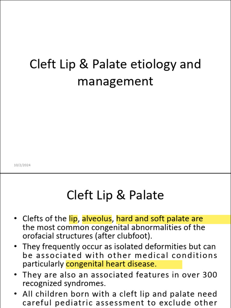 17-Cleft Lip & Palate Etiology and Management | PDF | Medical ...