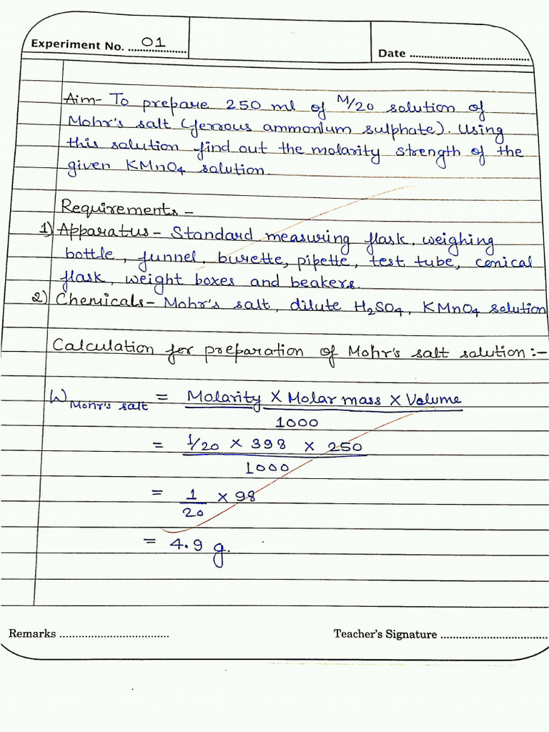 Chemistry Practical File | PDF