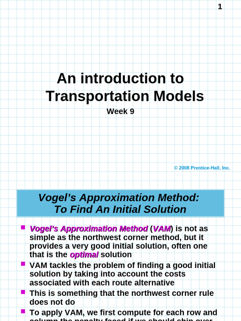 Week 8 Vogels Method | PDF | Algorithms | Applied Mathematics