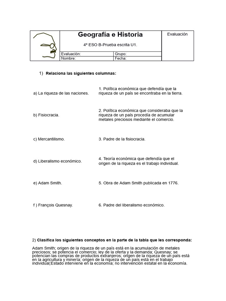 EXAMEN 1 4º ESO GEO E HIST OP2.docx | PDF | Riqueza | Mercantilismo