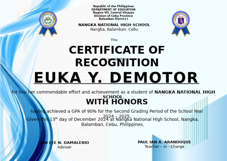 Certificate - Academic Awardees | PDF