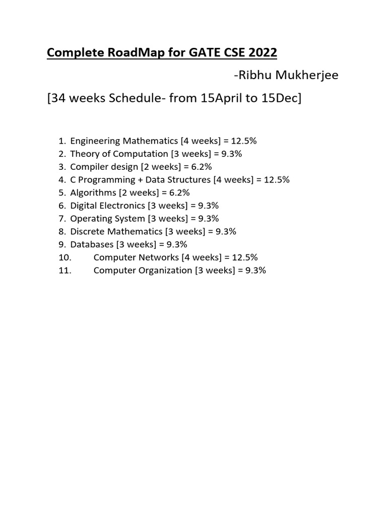 GATE CSE 2022 Study Plan | PDF