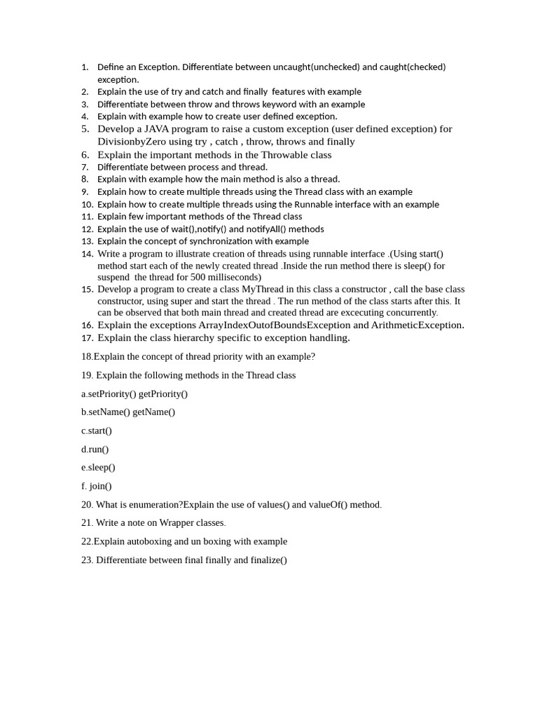 Java IA3 Question Bank (1) | PDF