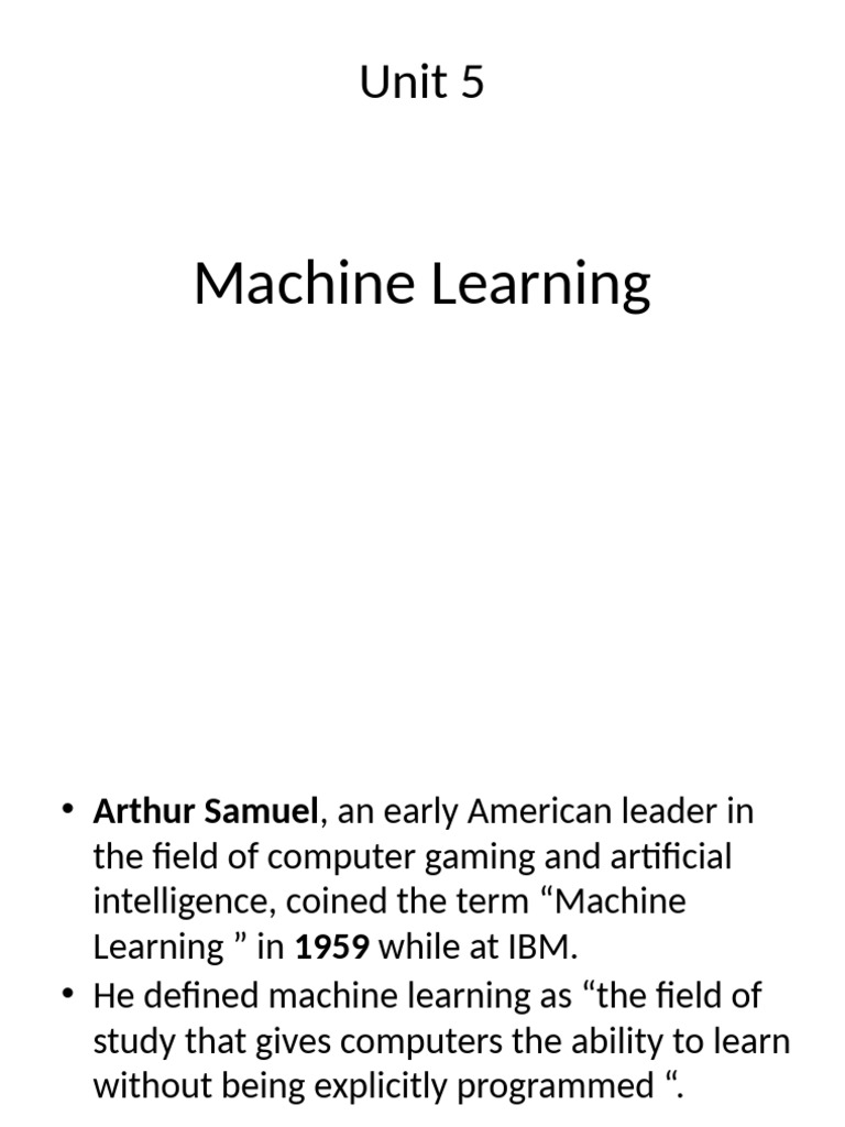 Unit5 Ml Introduction Pdf Machine Learning Statistical Classification