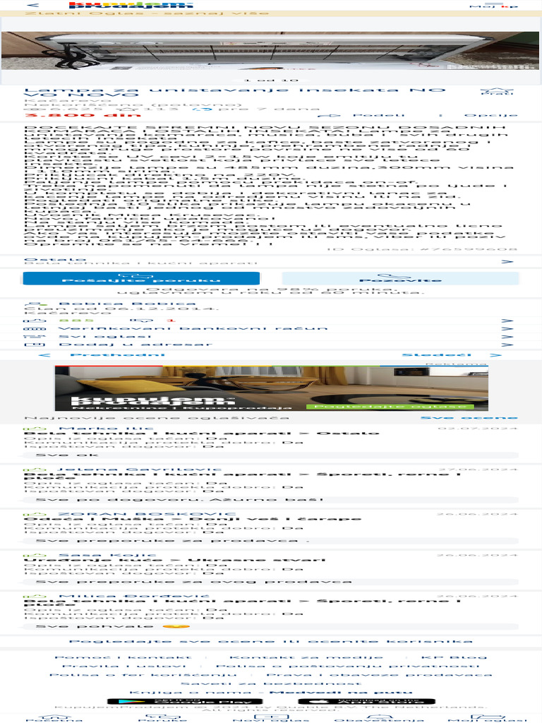 Lampa Za Unistavanje Insekata NOVO NOVO - KupujemProdajem | PDF