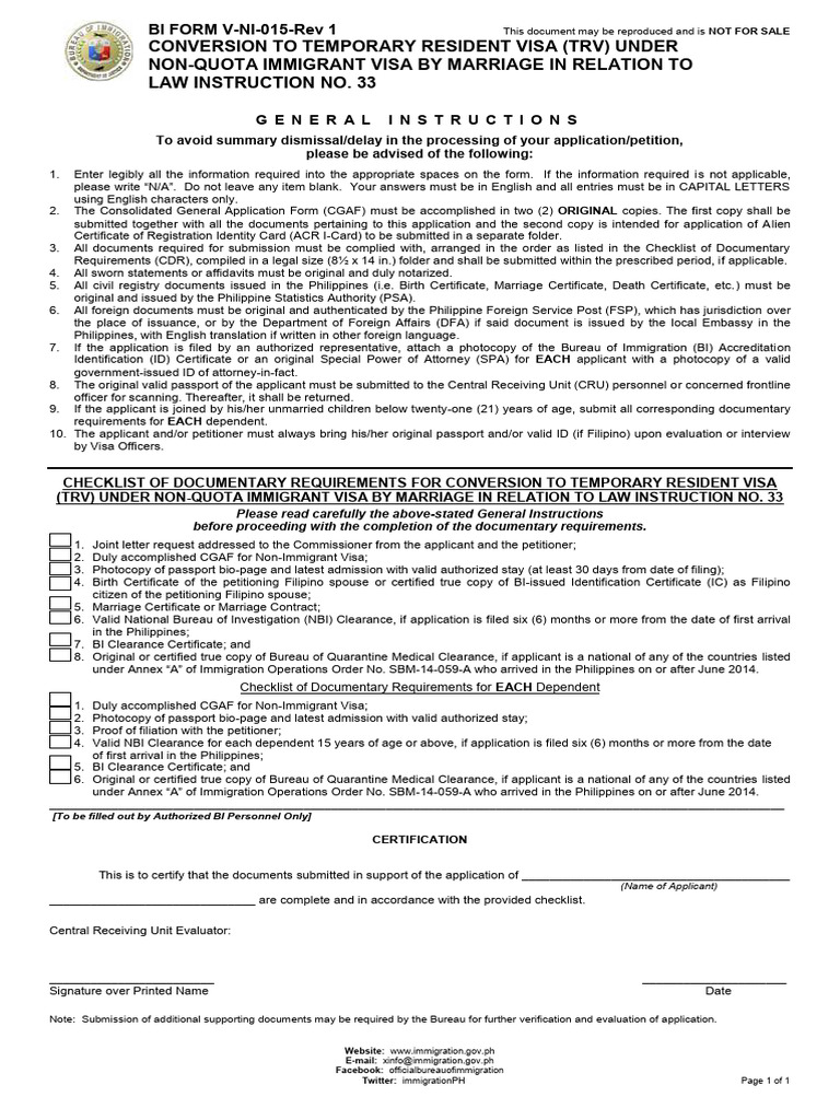 Bi Form v Ni 015 Rev 1 | PDF | Travel Visa | Identity Document