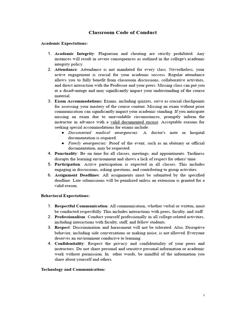 Classroom Code of Conduct (CCOC) - 2 | PDF | Communication | Learning