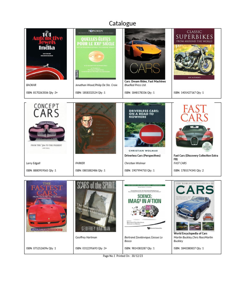 Car Catalog: Fast & Dream Rides | PDF