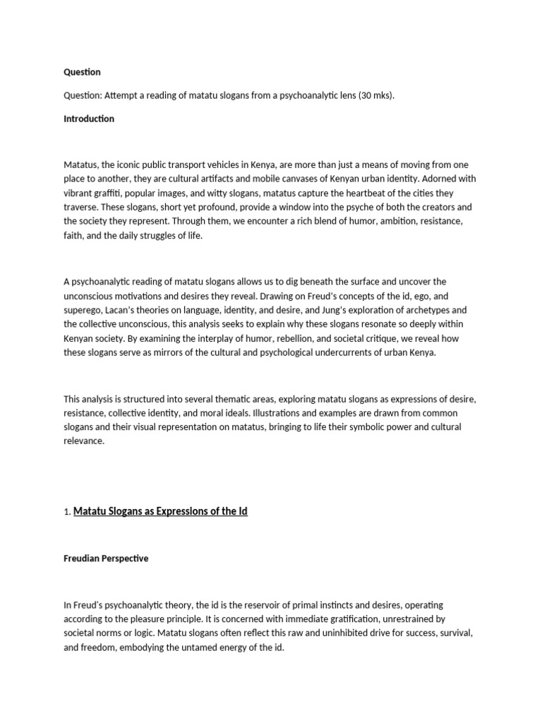 Matatu Slogans 22Introduction-WPS Office | PDF | Id | Psychoanalysis