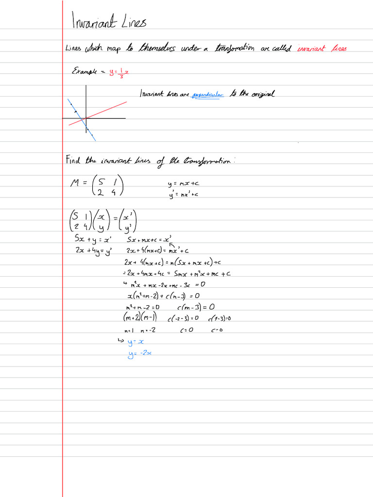 Invariant Lines Notes | PDF