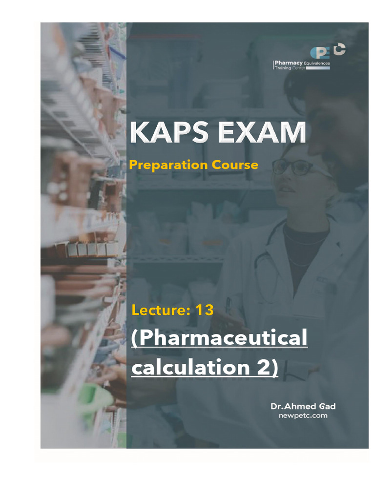 Lecture 13 Pharmaceutical Calculation 2 | PDF