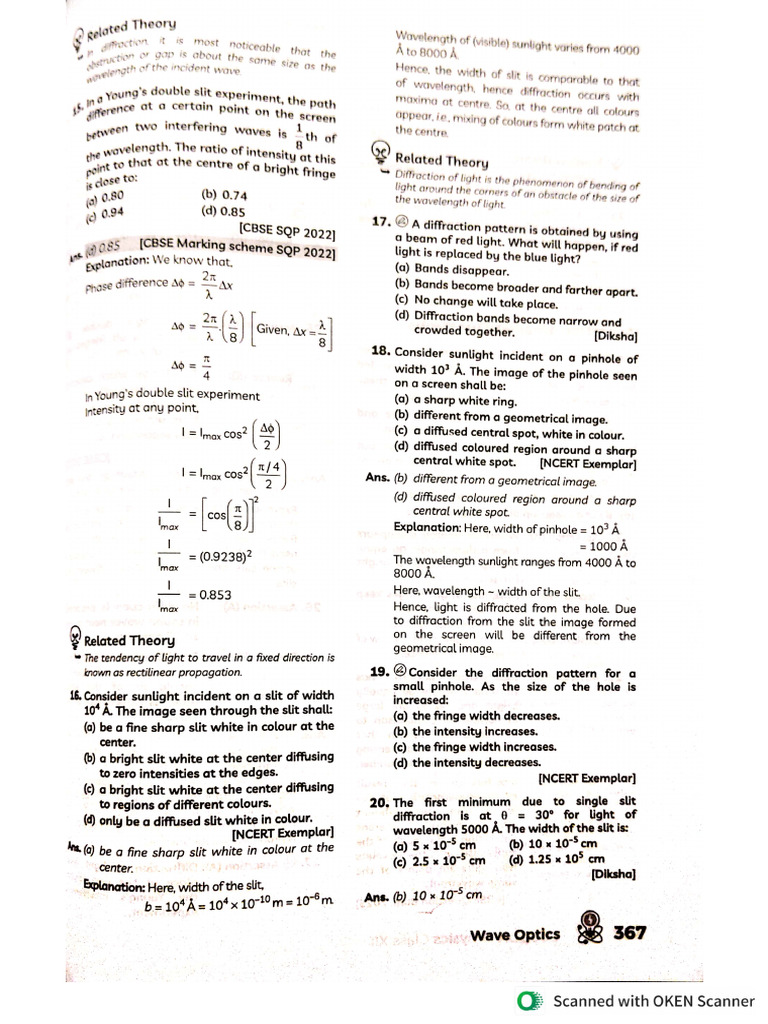 Pyq Wave Optics 101 | PDF