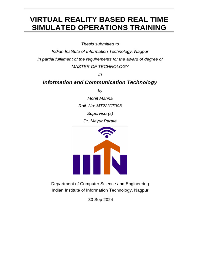 IIITN, VR Based RT Simulated TRG | PDF | Virtual Reality | Simulation