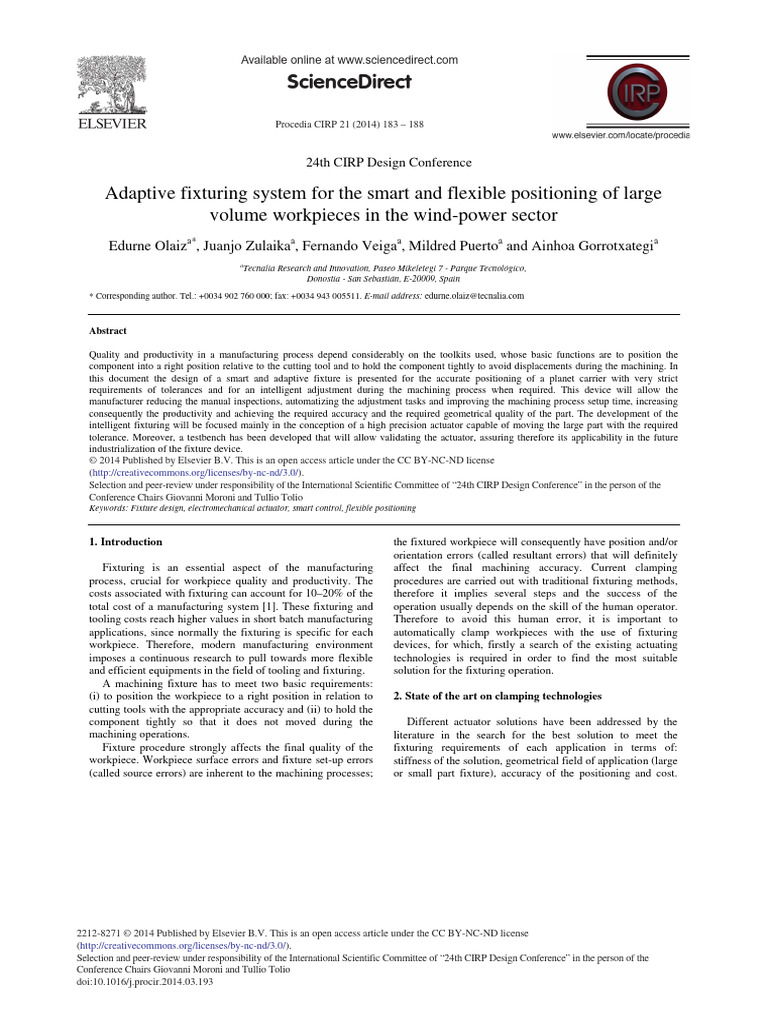 Adaptive Fixturing System for the Smart and Flexib | PDF | Actuator ...