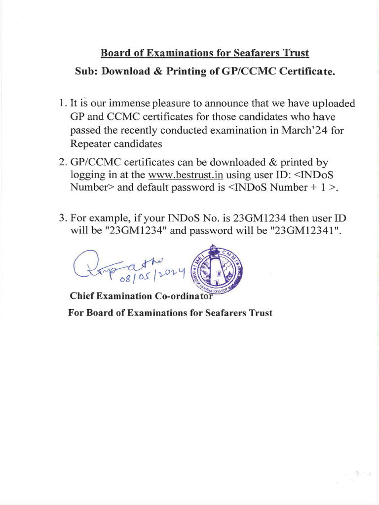 Instructions for Download Printing of GP CCMC Certificates for Repeater ...