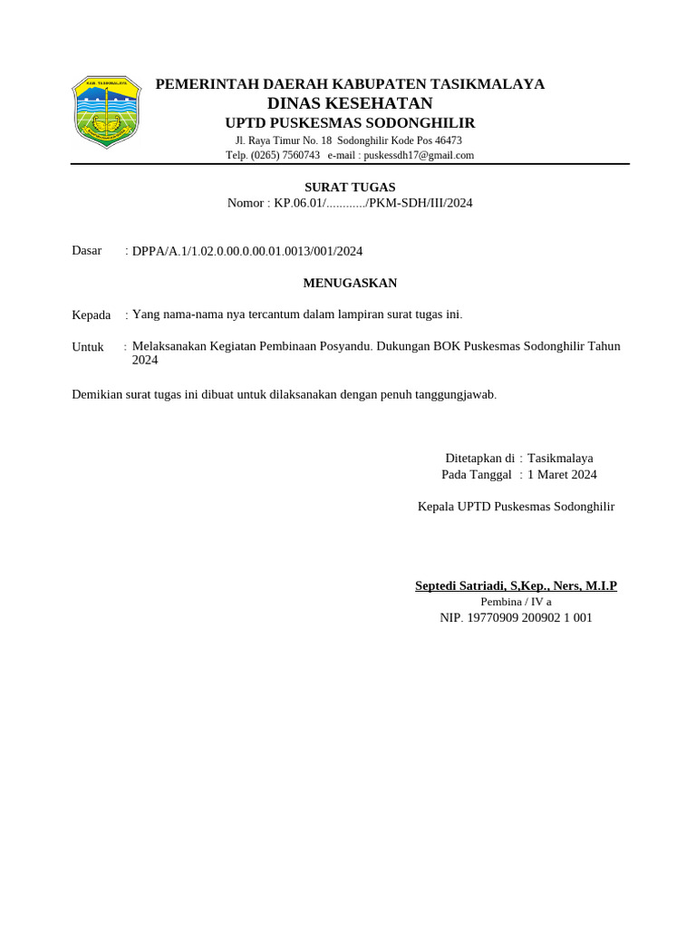Surat Tugas Dan LHPD Kegiatan Pembinaan Posyandu | PDF