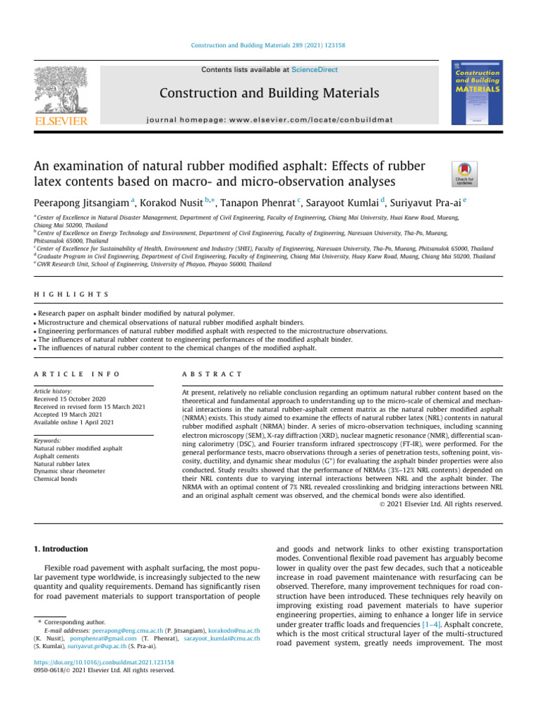 An Examination of Natural Rubber Modified Asphalt - Effects of Rubber ...