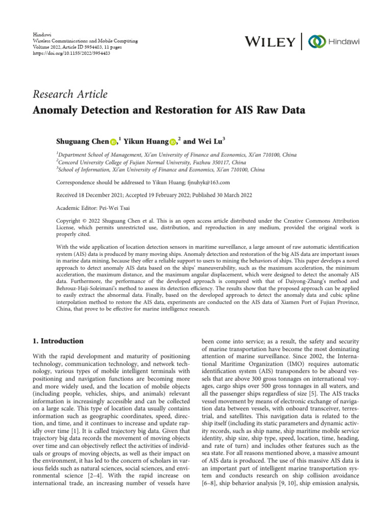 Anomaly Detection and Restoration For AIS Raw Data | PDF | Interpolation | Spline (Mathematics)