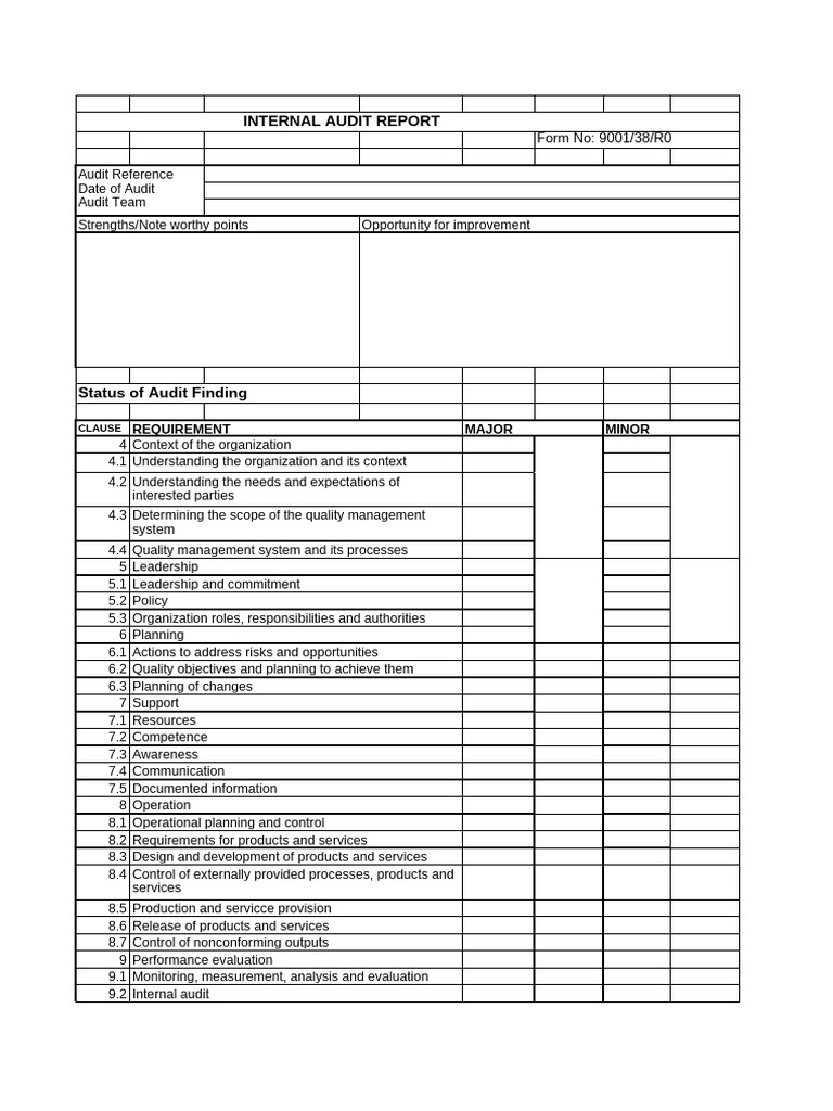 ISO 9001 - 38 Internal Audit Report | PDF