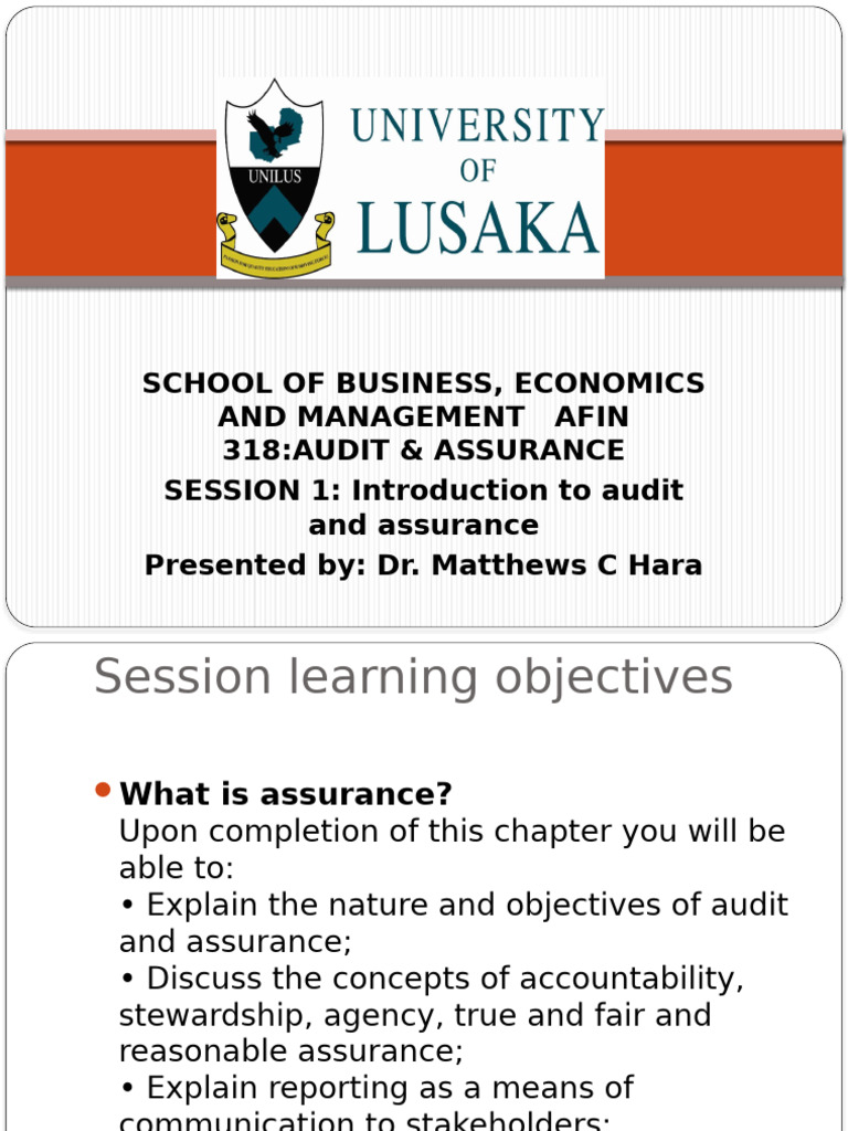 SESSION 1 Introduction To Auditing AFIN 318 | PDF | Audit | Financial Statement