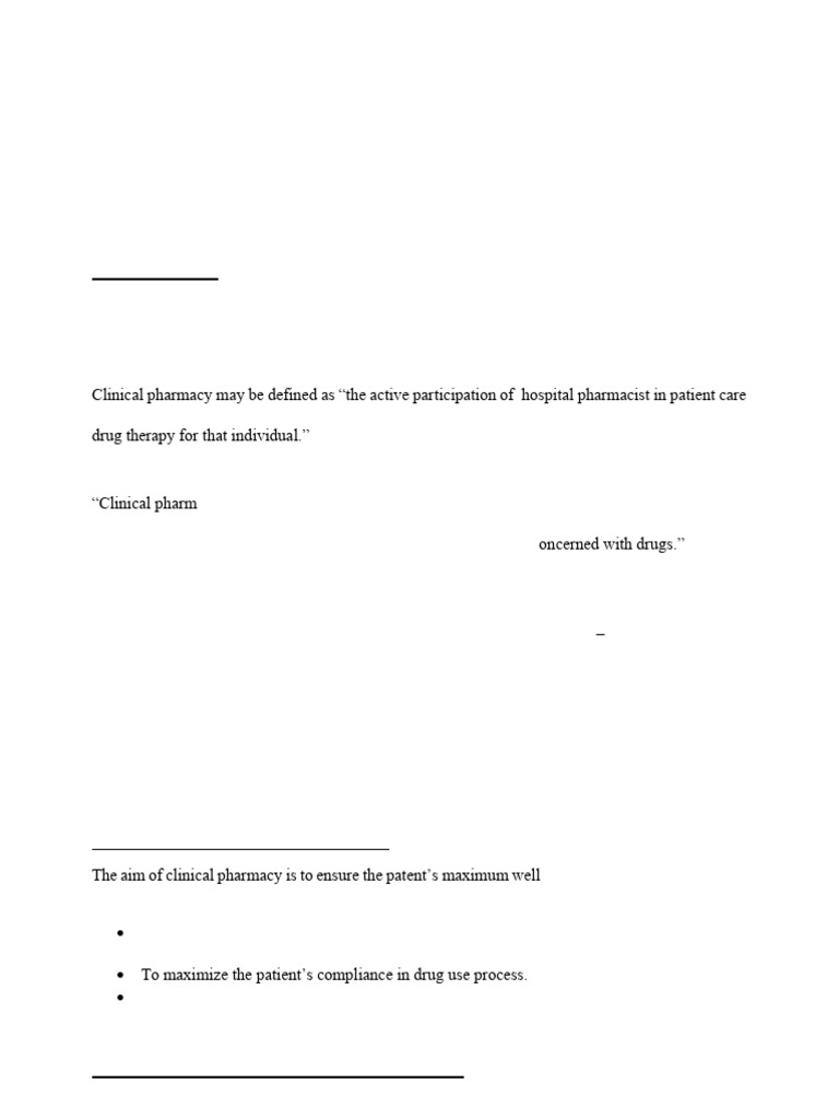 Clinical Pharmacy Notes (Complete) | PDF | Pharmacy | Hospital