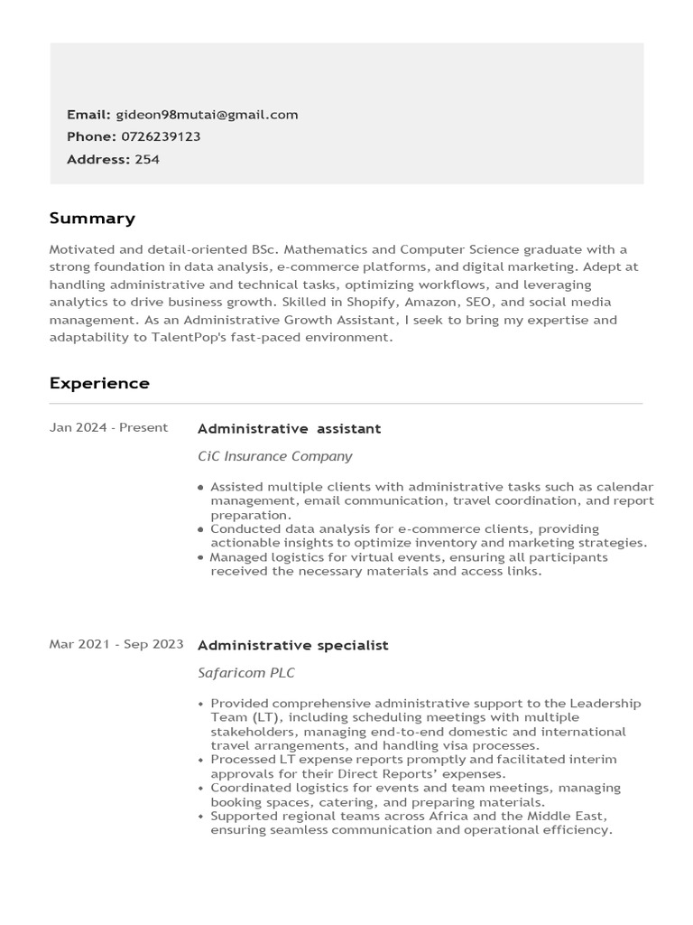 Gideon Mutai CV | PDF