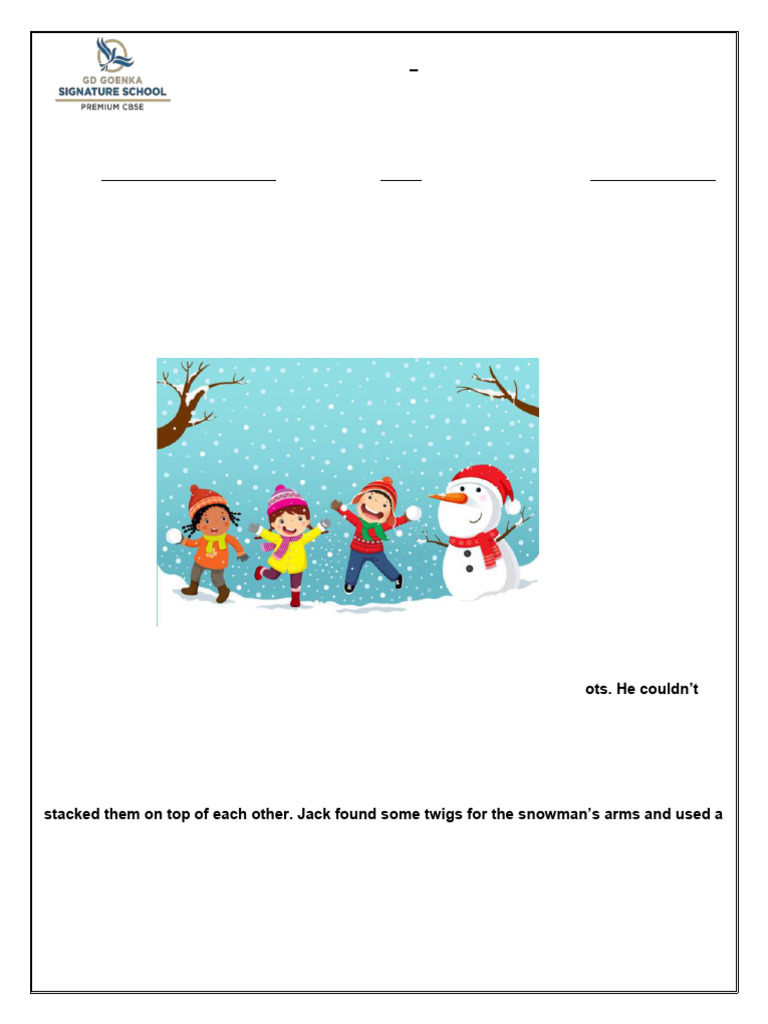 Winter Holiday Reading Comprehension | PDF