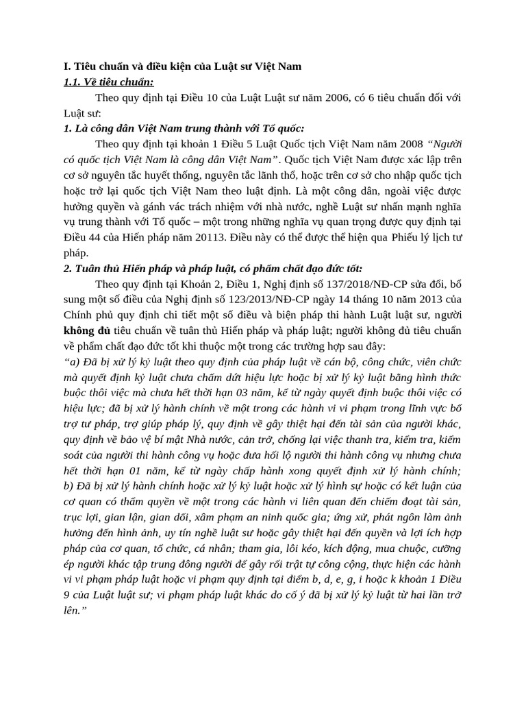 Tiêu Chuan Dieu Kien Cua LS | PDF