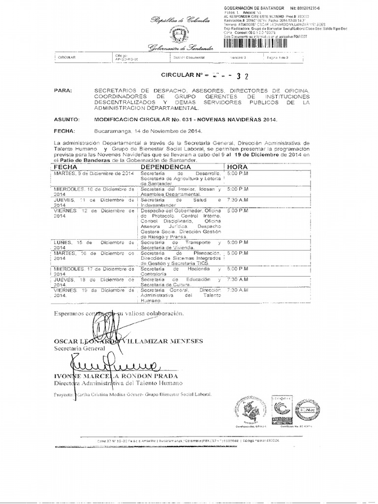 Circular Interna #032-2014 | PDF