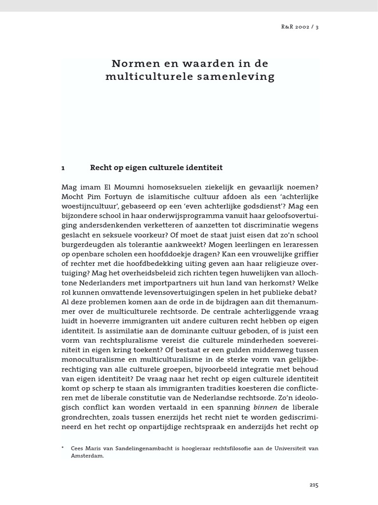 Normen en Waarden in de Multiculturele Samenleving | PDF