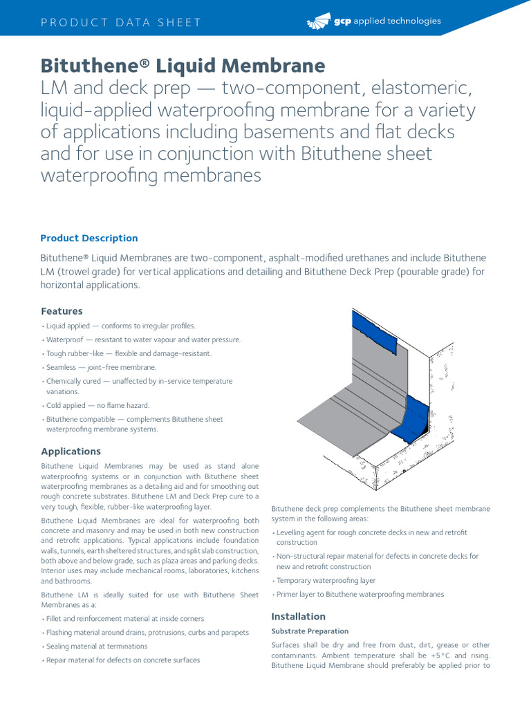 Bituthene Liquid Membrane (LM) | PDF | Concrete | Liquids
