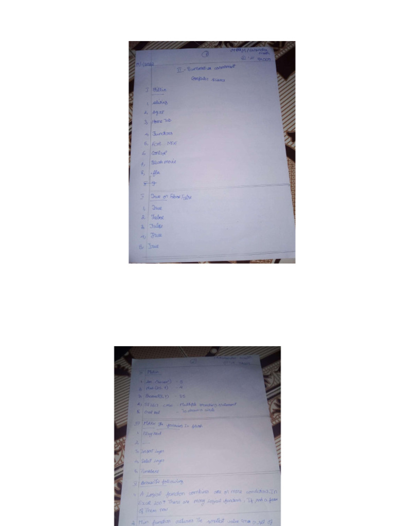 M Narendra Naath-7 STD A Sec Computer Science Answer Sheets. | PDF