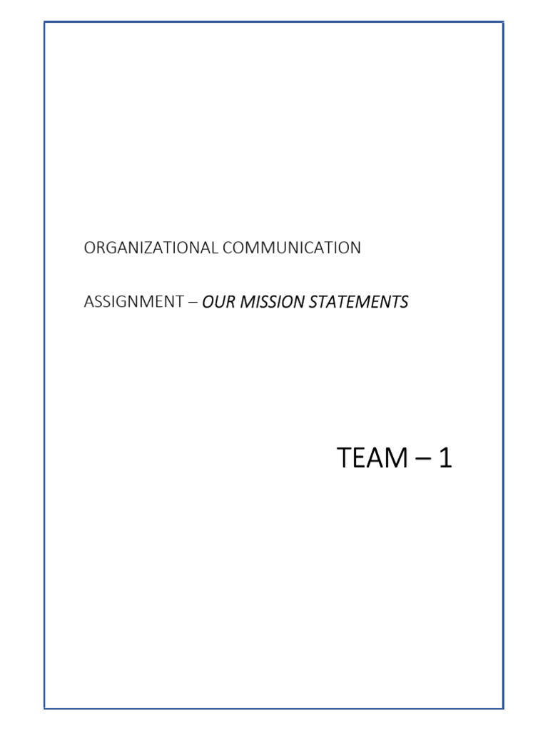 OC - Assignment - Mission Statements - Team 1 | PDF