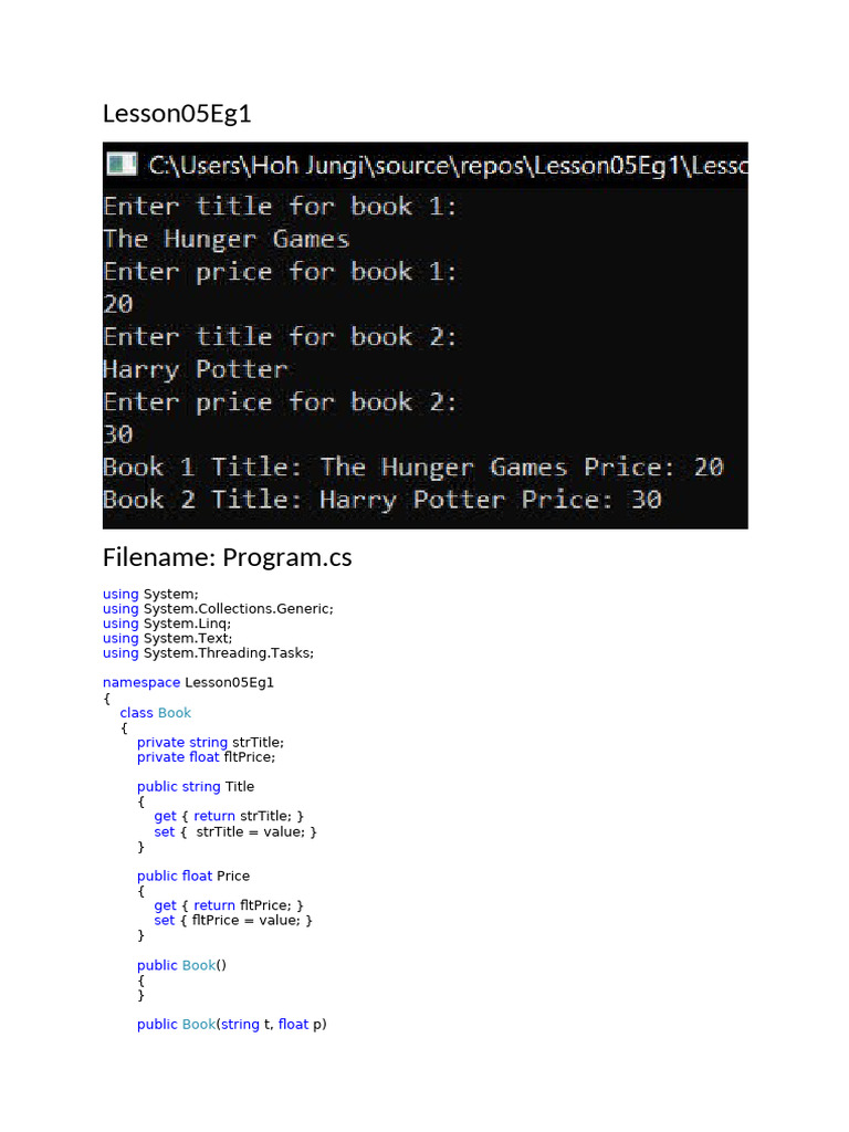 Lesson05 - Examples (PS11-12 Hoh Jungi) | PDF
