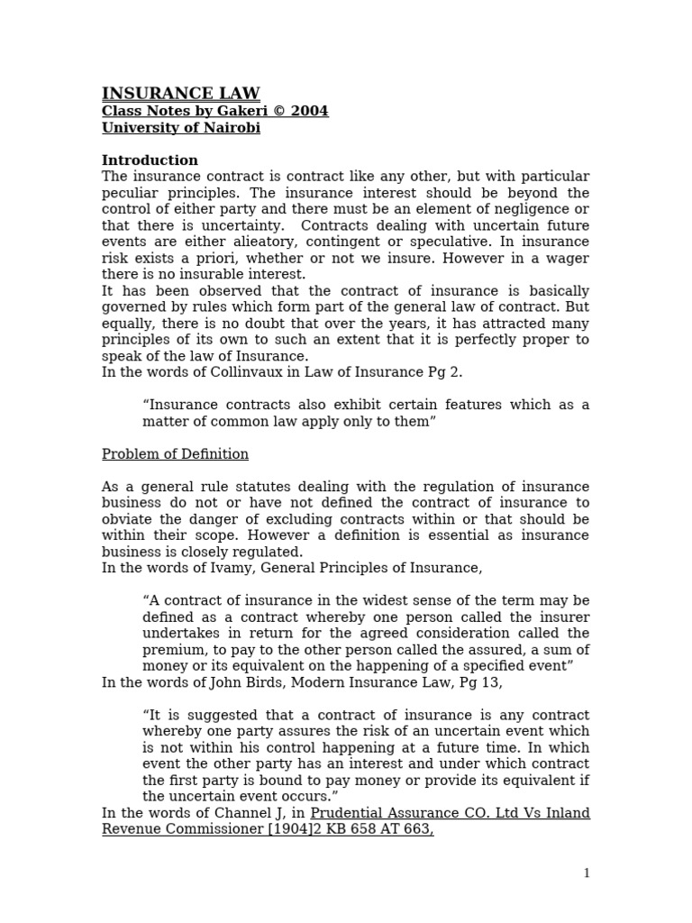 Insurance Law | PDF | Insurance | Risk
