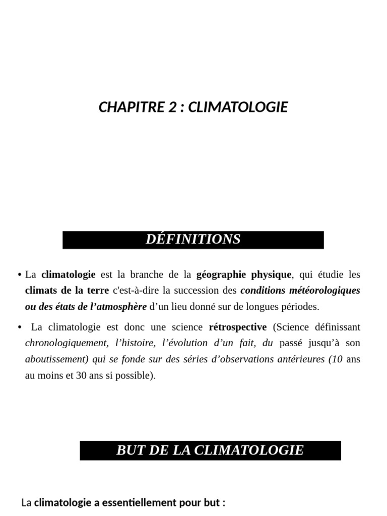 CHAPITRE 2 CLIMATOLOGIE (1) | PDF | Transfert thermique | Atmosphère