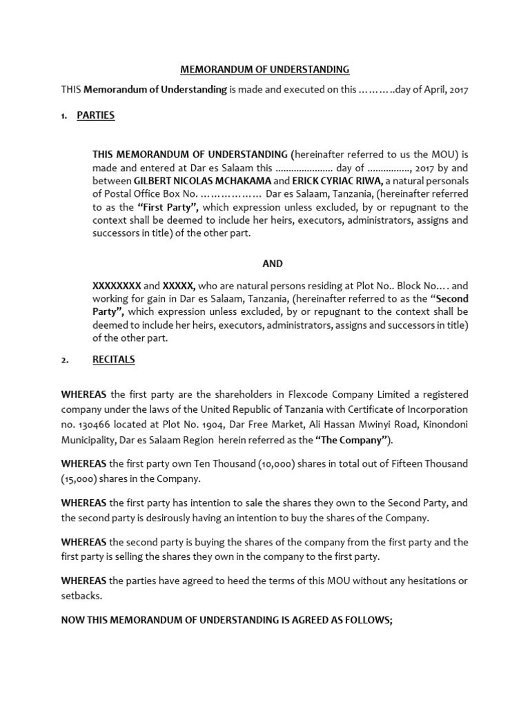 MEMORANDUM OF UNDERSTANDING AGGREY WAKILI | PDF | Payments | Common Law MEMORANDUM OF UNDERSTANDING AGGREY WAKILI | PDF | Payments | Common Law