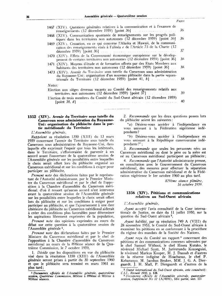 Cameroun Anglophone - ONU Résolution 1959 | PDF