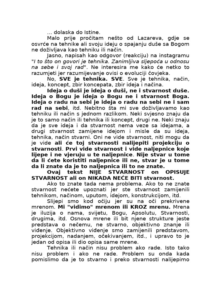 Istina Nema Veze Sa Tehnikom | PDF