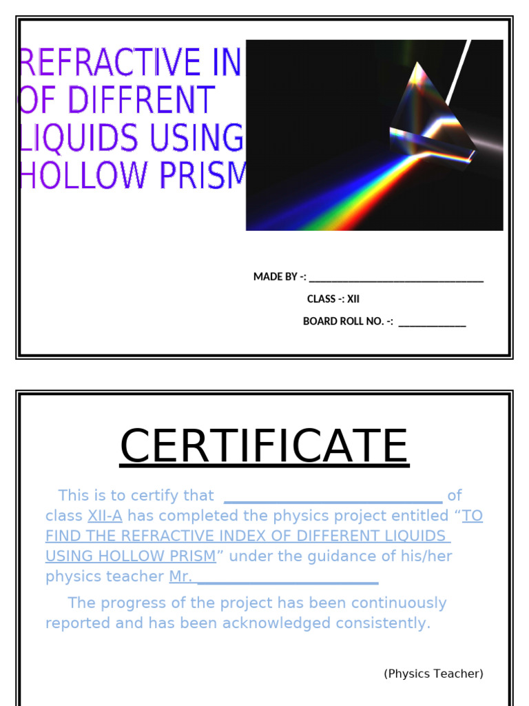 RI of Liquid Hollow Prism (2) | PDF | Refractive Index | Refraction