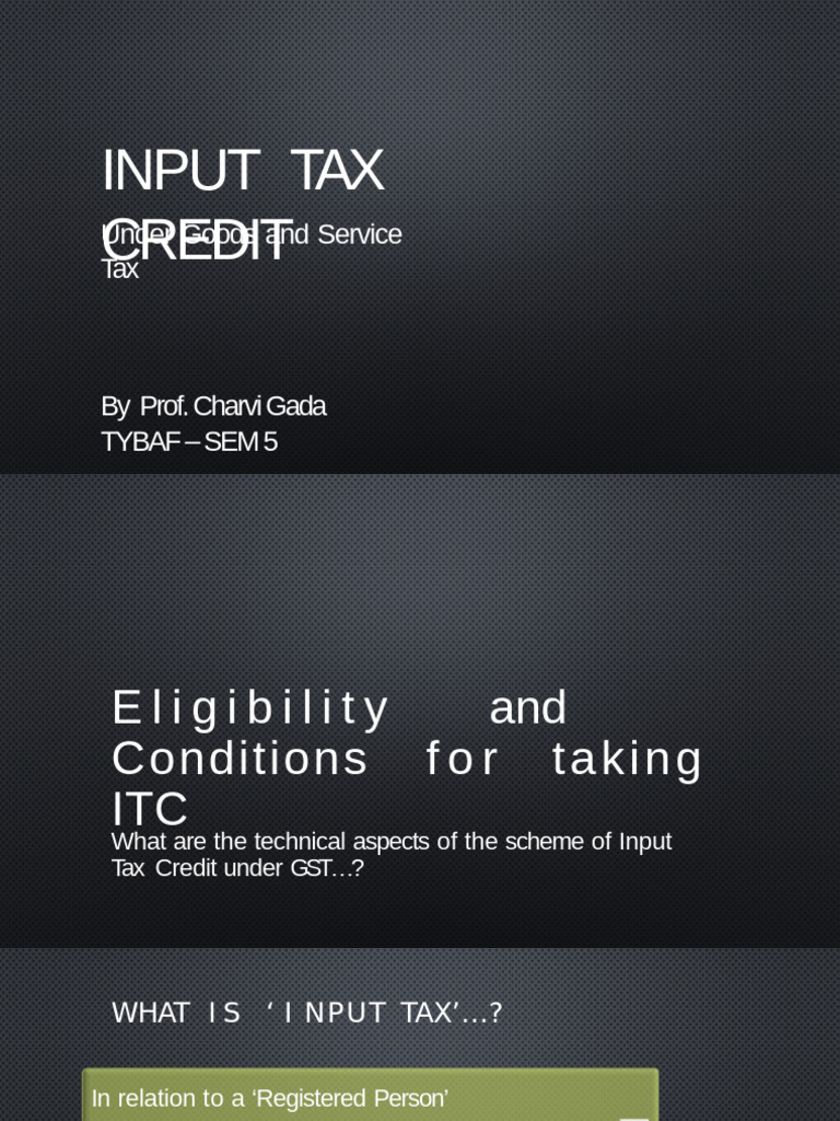 Itc | PDF | Taxes | Value Added Tax