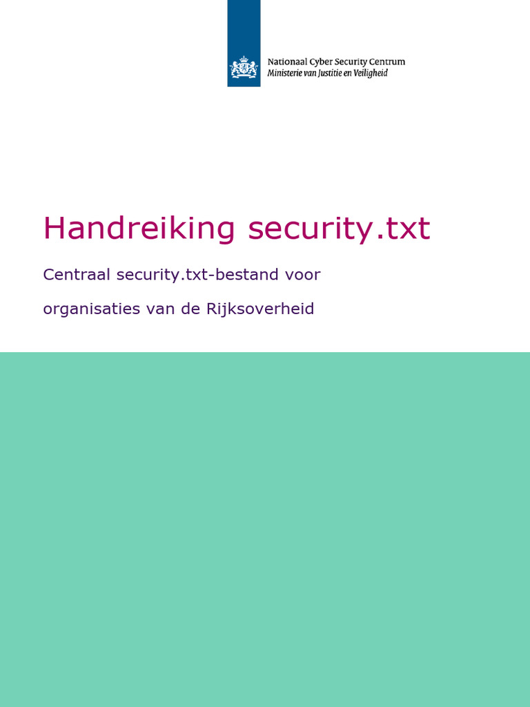 Handreiking - SecurityTXT | PDF