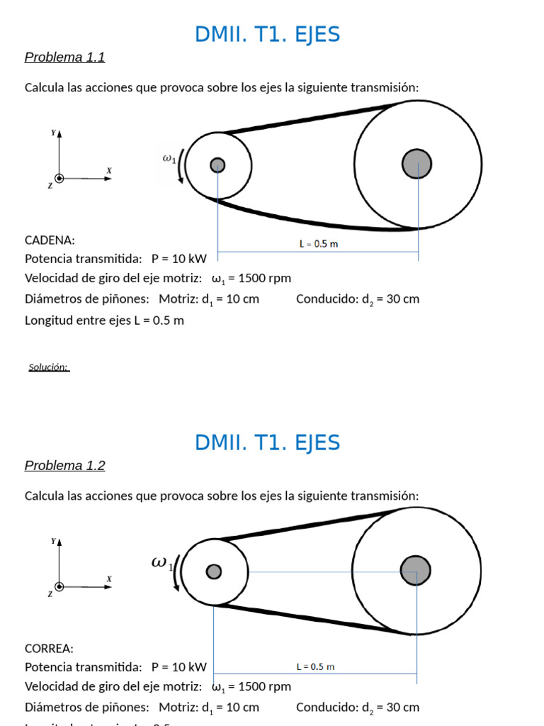 DM2 T1. Problemas | PDF | Engranaje | Eje