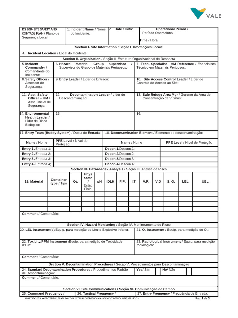 PNR-000066 - 01 - ICS 208-SSP-Plano de Segurança Local (Site Safety and ...