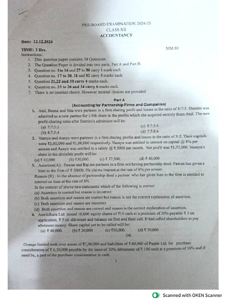 Accounts Question Paper | PDF