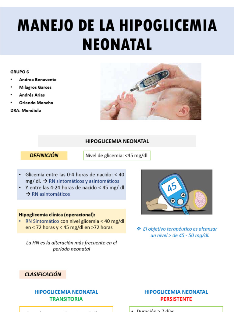Manejo de Hipoglucemia Neonatal | PDF | Hipoglucemia | Especialidades ...