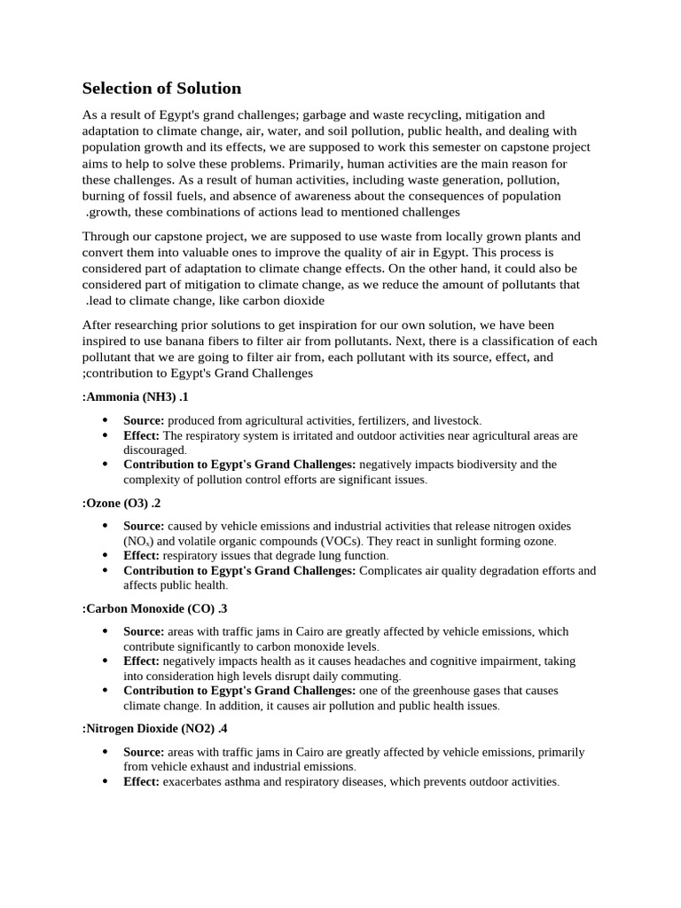 Selection of Solution | PDF | Exhaust Gas | Air Pollution